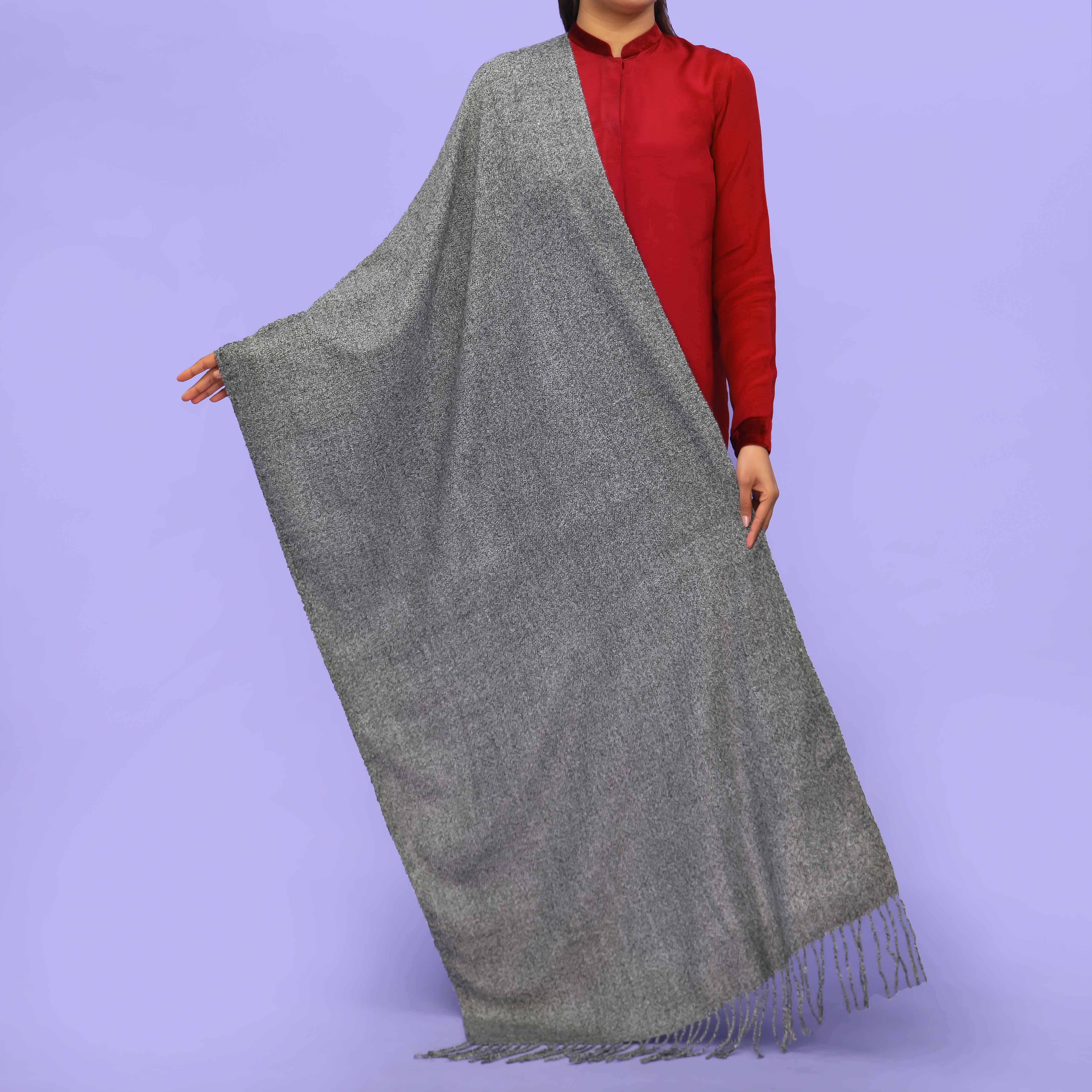 Grey Acrylic Winter Stole PN4218 – Stylo