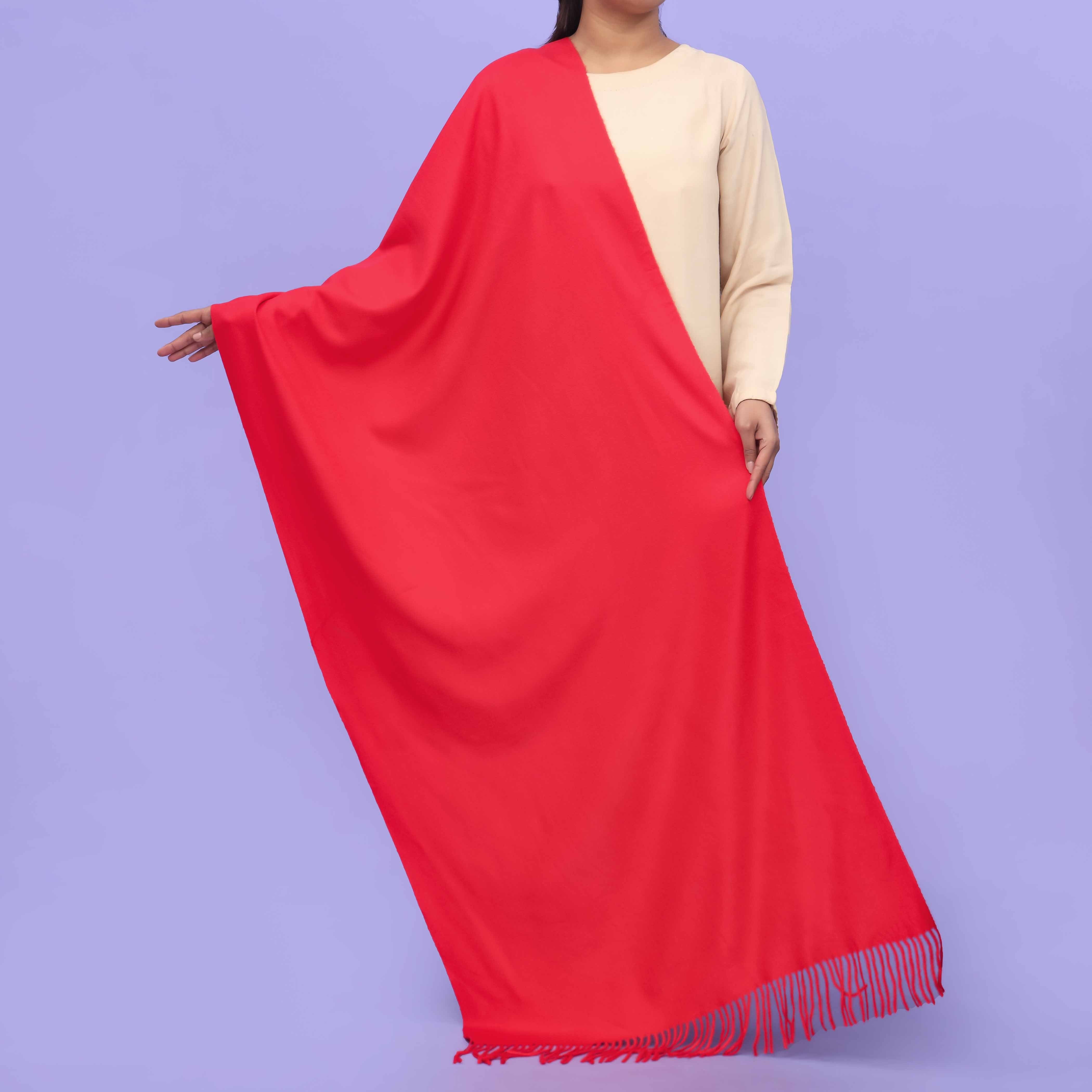 Red Acrylic Winter Shawl PN4222 – Stylo