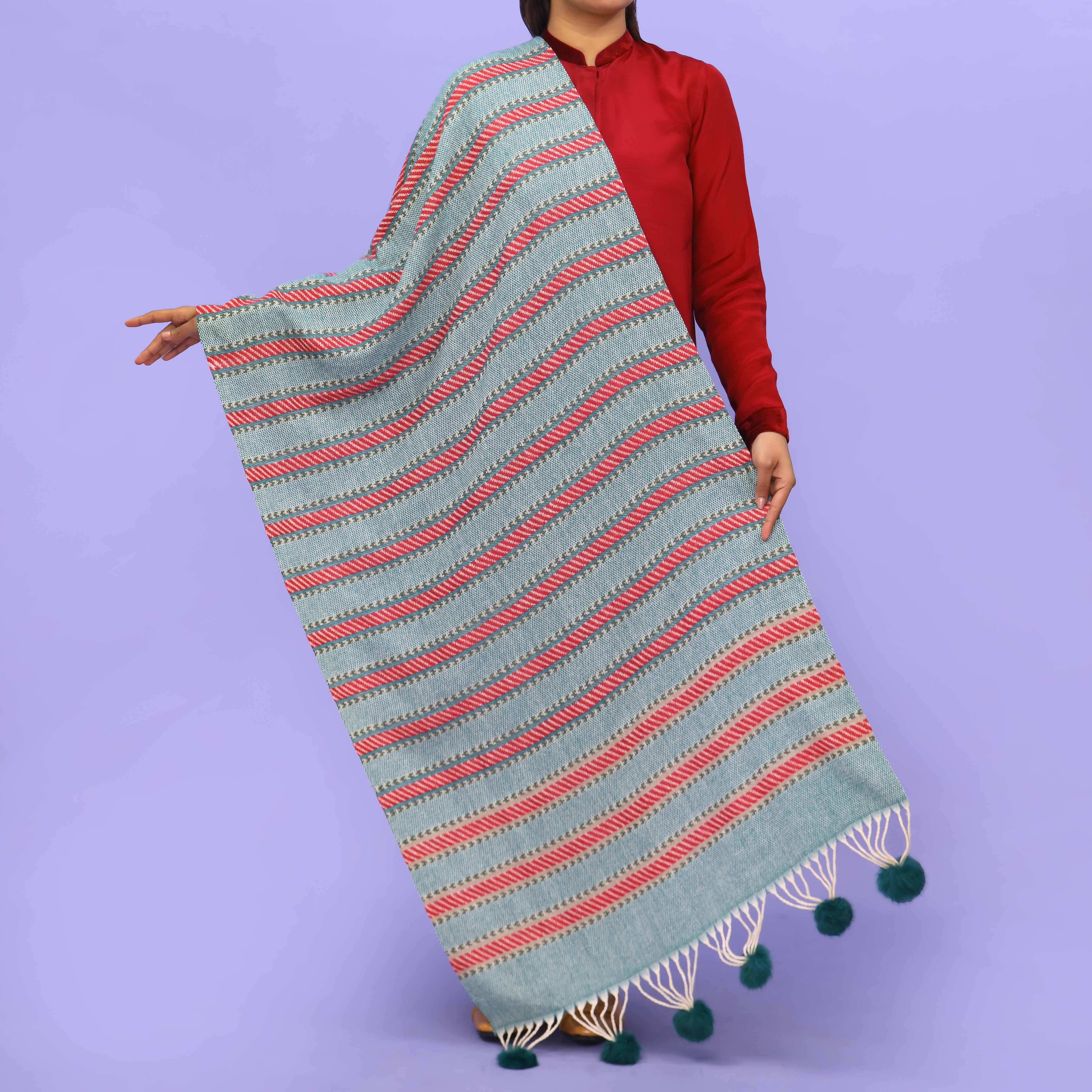 Blue Acrylic Winter Stole PN4243 – Stylo