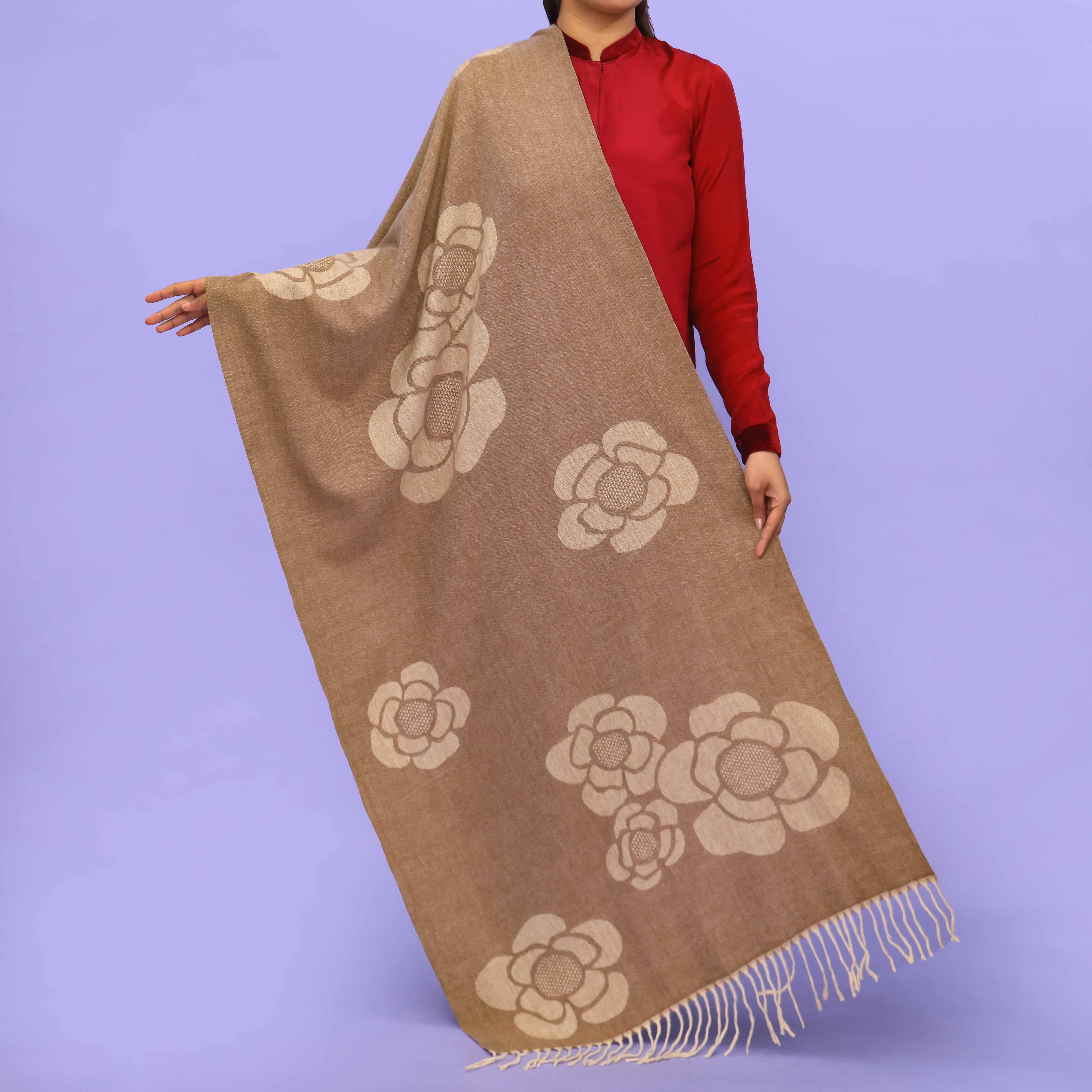 Brown Acrylic Winter Stole PN4285 – Stylo