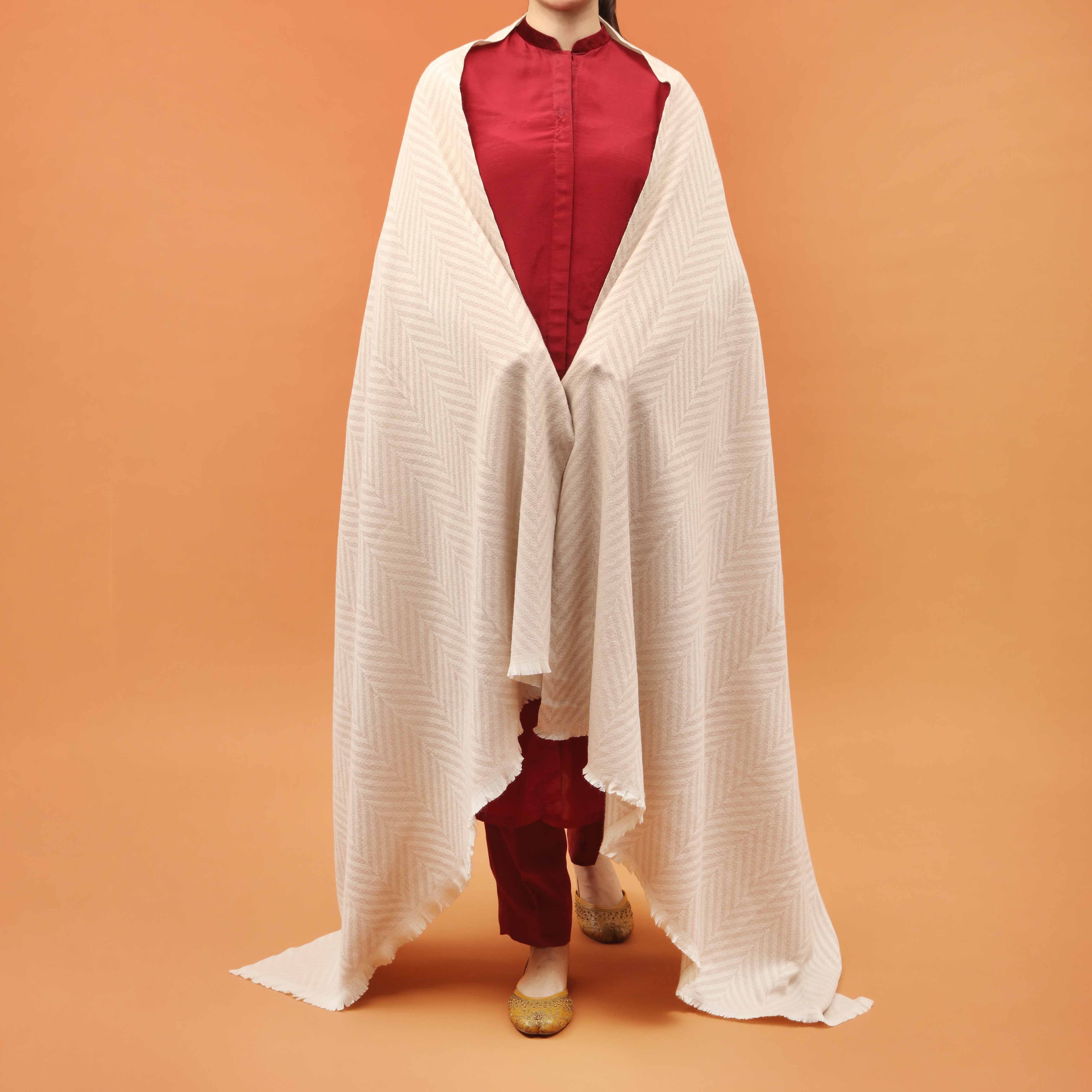 Beige Acrylic Winter Shawl PN4370 – Stylo