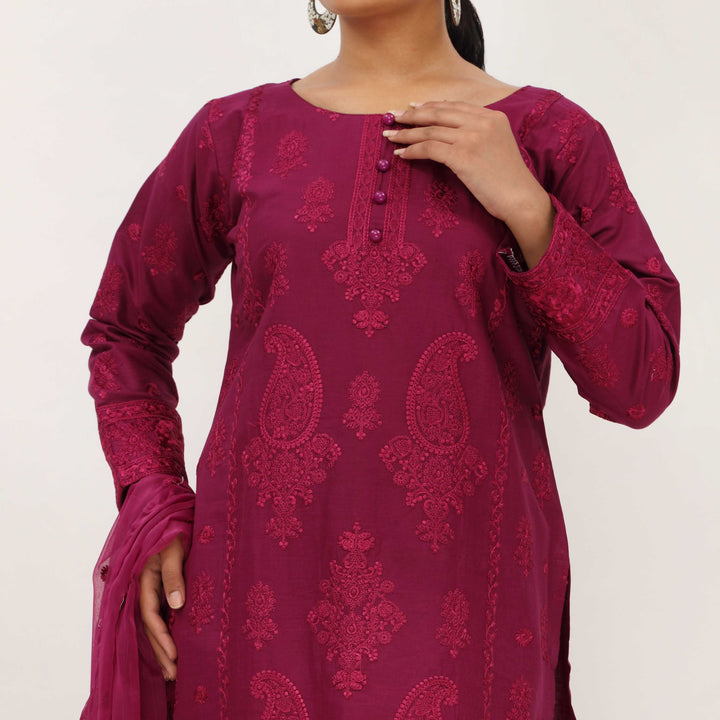3PC- Embroidered Cambric Suit PS5266