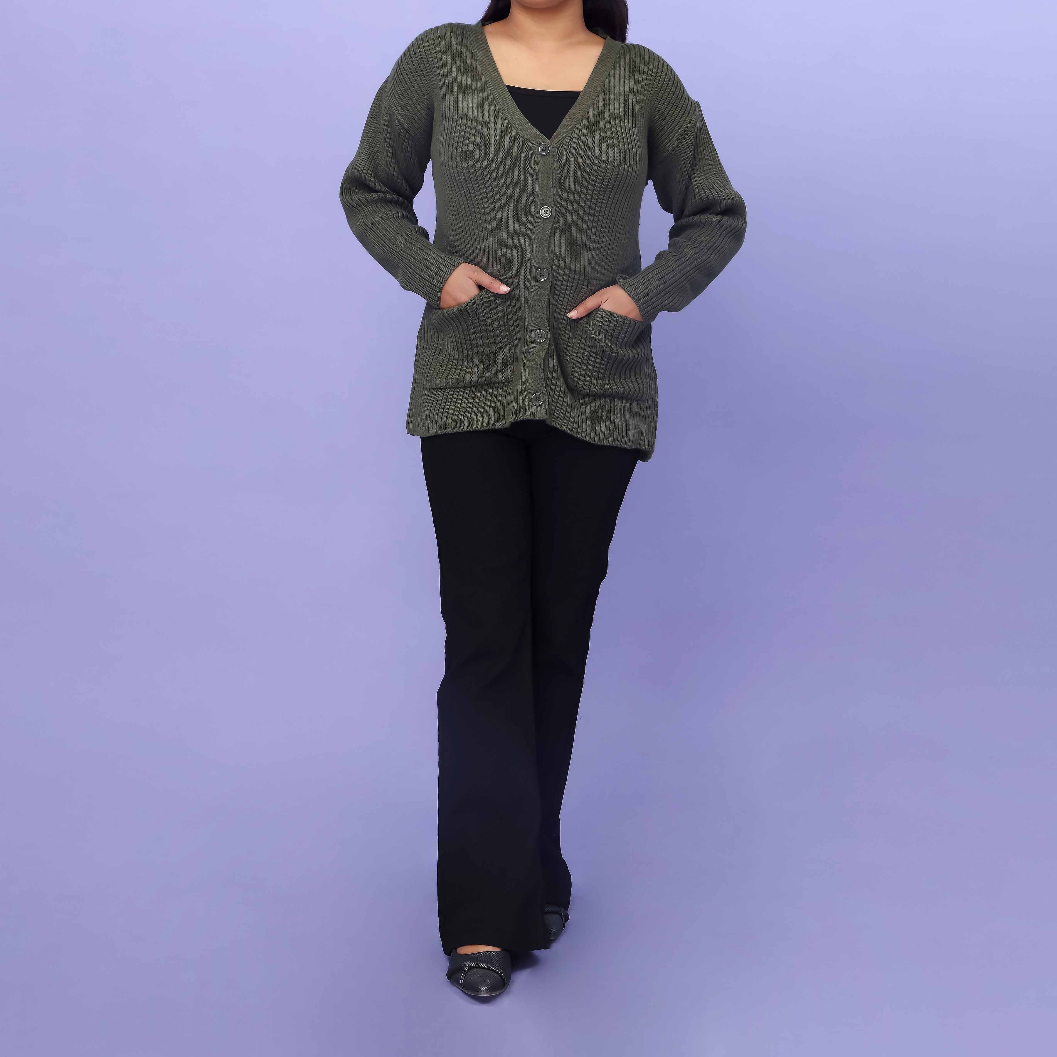 Green Cotton Winter Sweater PW4817 – Stylo