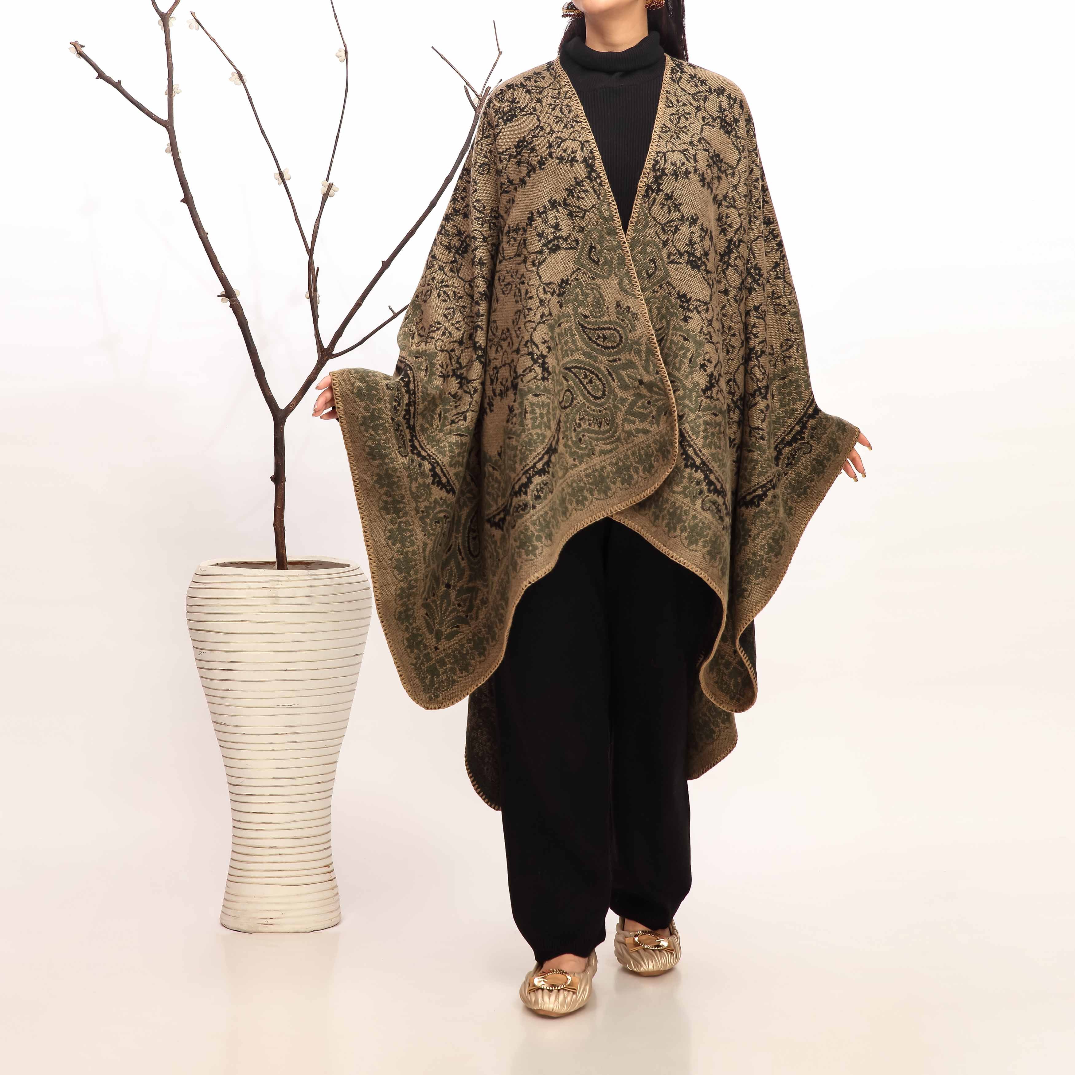 Brown Winter Cape Shawl PW4932 – Stylo