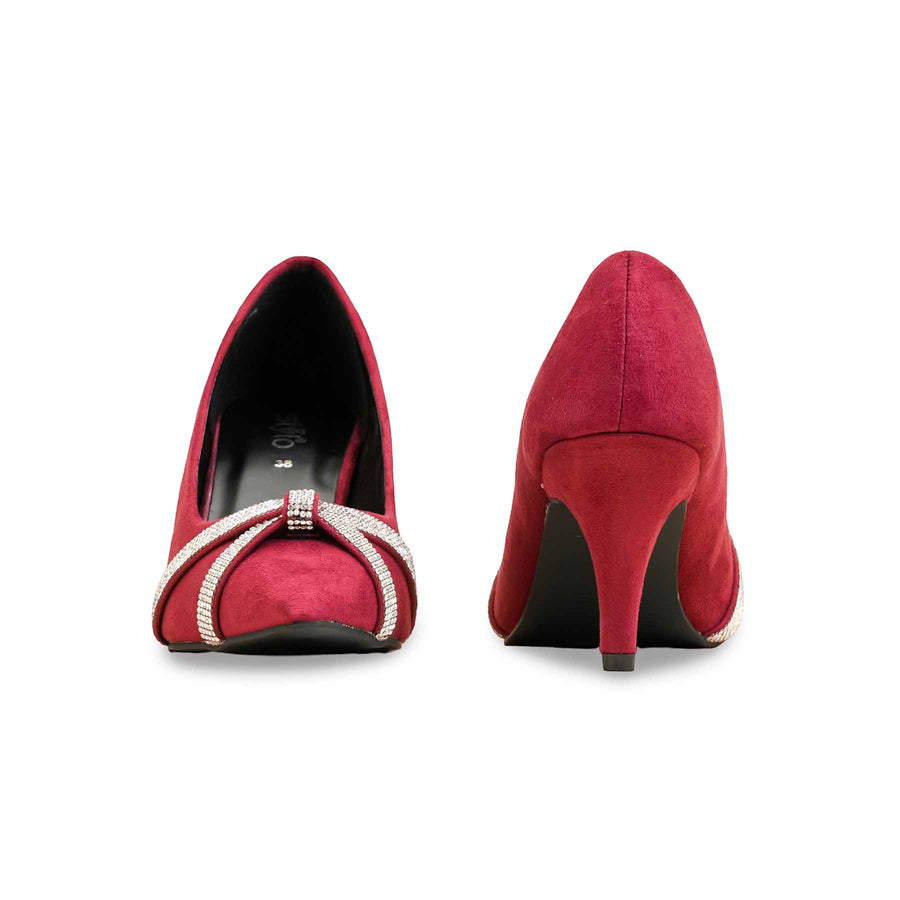Maroon Rhinestone Court Shoe for Women | Shop Online