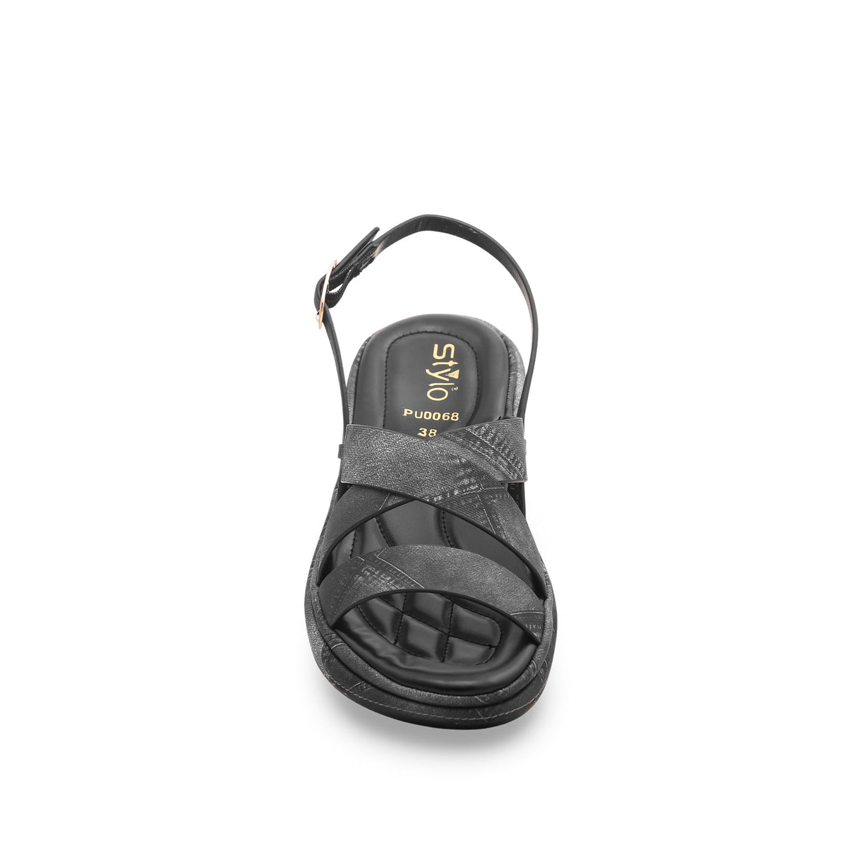 Black PU Sandals PU0068 | Stylo