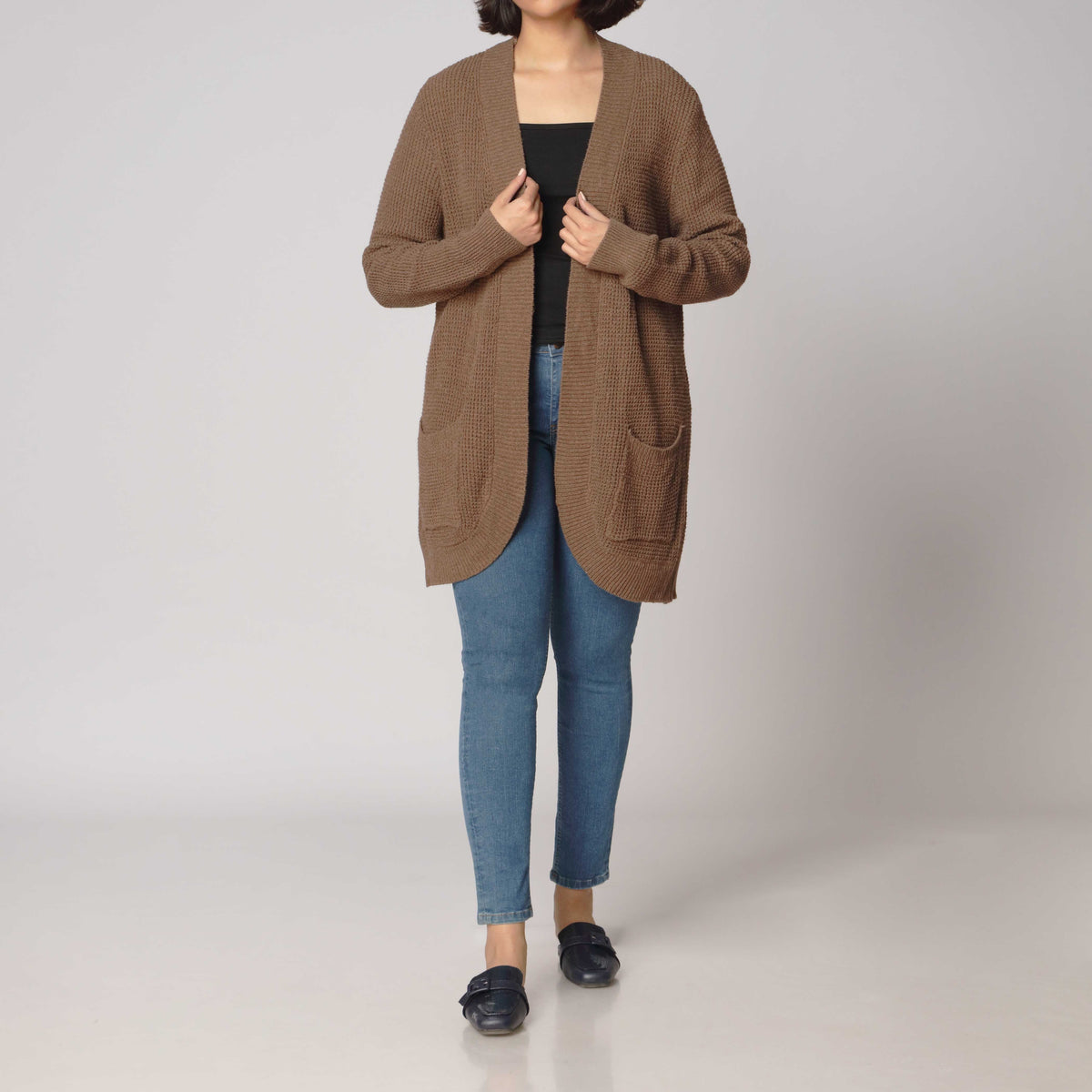 Brown Long Cardigan PW2913 – Stylo