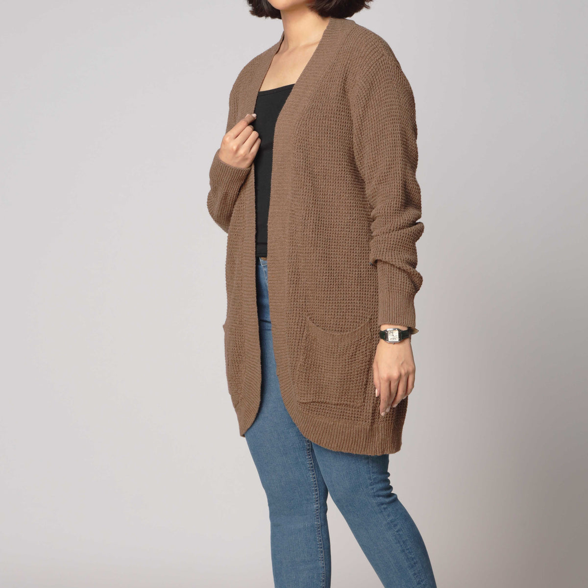 Brown Long Cardigan PW2913 – Stylo