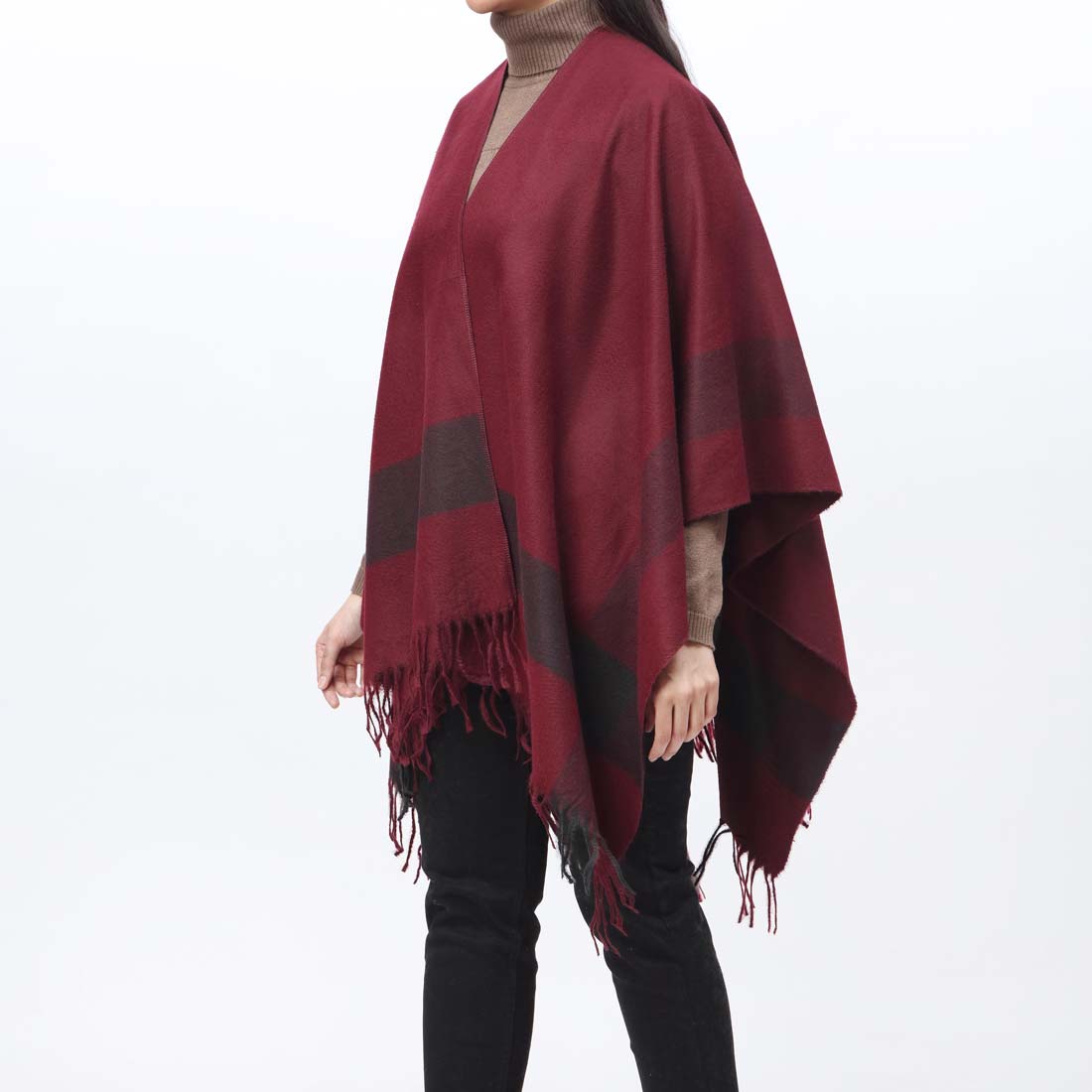 Maroon Cape Shawl PW9803 – Stylo