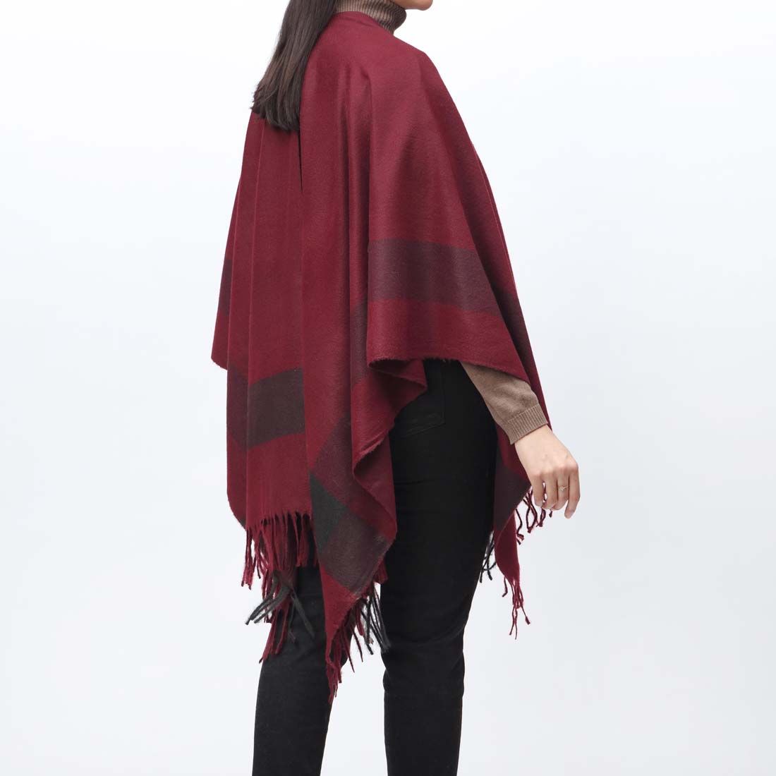 Maroon Cape Shawl PW9803 – Stylo